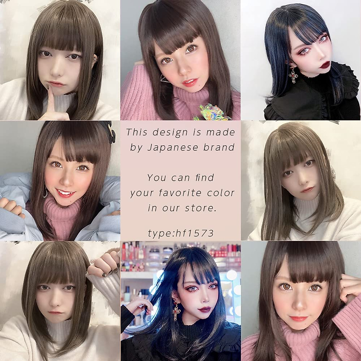 ブライトララ BRIGHT LELE Natural Full Medium Straight Hair With Bangs Wigs for Women Synthetic Curly Hair Wig for Daily Party Cosplay Wig HF1573-uk