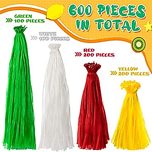 600 Pieces Reusable Mesh Bags Reusable Produce Bags Seafood Boil Bags Onion Bags Vegetable Storage Bags Nylon Mesh Net Bags Storage Poly Bags for Crawfish Shellfish Crab Grocery Toys Fruits, 4 Sizes