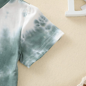 Aruzig Toddler Baby Boys Tie-Dye Outfits Short Sleeve T-Shirt Tops+Short Pants 2Pcs Summer Cotton Clothes Set(Light Green Tie-Dye, 18-24 Months)