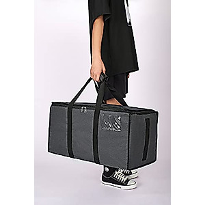 CACTIYE Storage Tote with Zippers & Carrying Handles, Heavy-Duty Oxford Fabric Moving Bags for Space Saving Moving Storage (Gray, 1 pack-large)