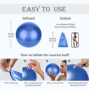 Small Pilates Ball, Therapy Ball, Mini Workout Ball, Core Ball, 9 Inch Small Exercise Ball, Mini Bender Ball, Pilates, Yoga, Workout, Bender, Core Training and Physical Therapy, Improves Balance