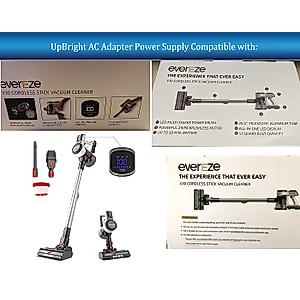 UpBright 30V AC/DC Adapter Compatible with Evereze V30 EVC3001 Li-ion Battery 25.9V 2200mAh 56.98Wh 250W Cordless Stick Vacuum Cleaner Chanzeho CZH015300050SWH 30VDC 0.5A 500mA Power Supply Charger