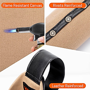 WISEPRO Flame-Resistant Electrode Bag,Canvas Welding Rod Pouch,Leather Electrode Holder with Belt Loops and Rivets Reinforced,14.5 * 2.5 * 2.5 Inch