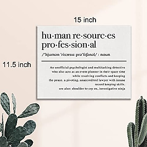 Funny HR Wall Art Canvas Print Inspirational Human Resources Professional Poster Framed Artwork Motivational Painting for Office Home Wall & Tabletop Decor
