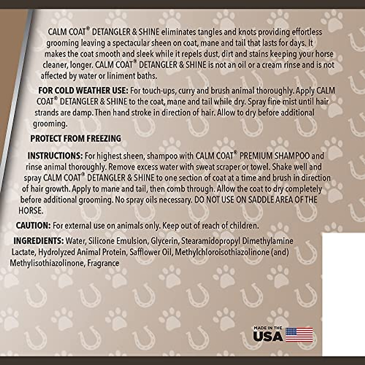 Calm Coat Detangler & Shine for Horses Cats & Dogs - Eliminates Tangles & Knots - Keeps Your Pet Cleaner for Longer - Works with Shampoo & Conditioner - Tropical Scent 32 oz