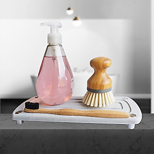 Evovee Stone Sink Caddy Fast Drying Stone Instant Dry Sink Organizer Bathroom Diatomaceous Earth Drying Stone For Kitchen Counter Sink Tray for Soap Bottles