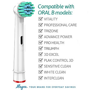 Replacement Brush Heads Compatible with Oral B- Sensitive Gum Care Electric Toothbrush Heads - Pk of 8 Alayna Sensitive Brushes- Fits Oral-b Braun 7000, Pro 1000, 9600, 500, 3000, 8000 Clean