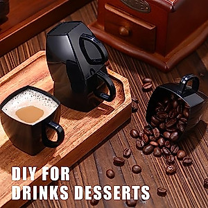 Amyhill 100 Pcs 2 oz Disposable Tea Cups Mini Plastic Tea Cup Bulk with Handle Hard Plastic Coffee Mug Disposable Square Espresso Mug for Tea Party Catering (Black)