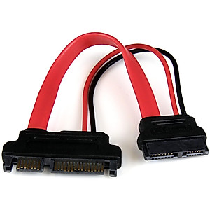StarTech.com 6in Slimline SATA to SATA Adapter with Power - Slim SATA (F) to SATA (M) - Slimline Serial ATA to SATA (SLSATAADAP6) , Red
