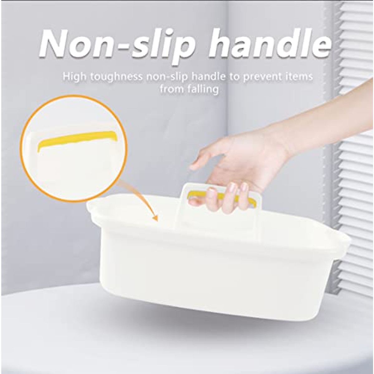 Whalegend Cleaning Caddy,Plastic Portable Shower Caddy Basket Storage Organizer with Handle，Plastic Tool Storage Cleaning Supply Caddy，for Bathroom Vanity, Dorm Shelf & Cabinet，White