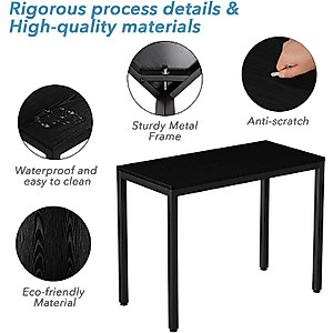 PayLessHere Home Office Gaming Large Corner Writing Black Student Art Modren Sturdy Simple Style ​PC Wood and Metal Desk Workstation for Small Space, 39" (39 in Computer Desk)