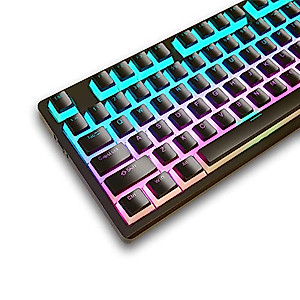 GEAKAP Pudding Keycaps Custom 130 Keys Set - Double Shot PBT PC Material OEM Profile - Compatible with 60% 65% 75% 96% Percent, 61 68 84 87 Keys Mechanical Gaming Keyboard Keycaps(Black)