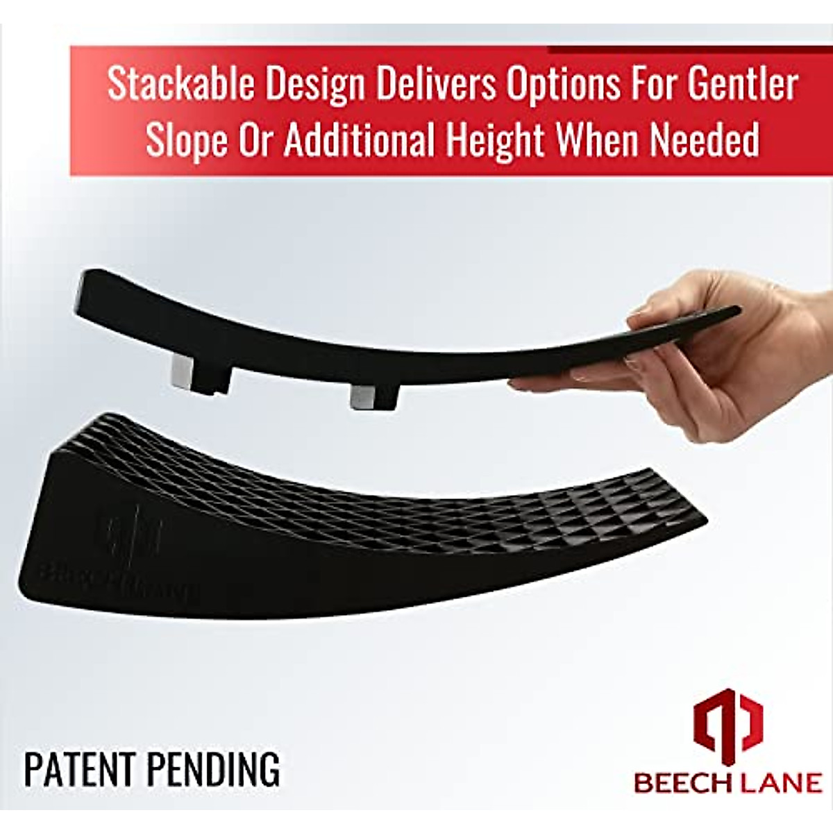 Beech Lane Stackable Camper RV Leveler, Patent Pending Stacking Feature, Fits All Dual Axle Campers Without Cutting, Reduces Steep Curve for Easier Fine Tuning (12" Length- 2 Pack with Carrying Bag)