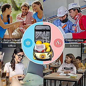 Sunflowers Lunch Bag for Kids boys girls Women Men,Reusable Insulated Lunch Box,Large Capacity Tote Bag for School, Work, Picnic, Travel (Sunflowers, One Size)