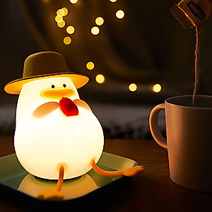 NICE POINT Fun Night Light for Kids, Cute Squishy Duck Bedside Lamp, Kawaii Animals Silicon Light Up for Boys and Girls, LED Decor Nightlight for Toddler Bedroom and Kid Room.