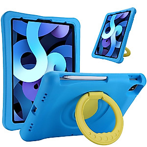 ProCase Kids Case for iPad Air 10.9" 5th Gen 2022/4th Gen 2020/iPad Pro 11 2020/2018, Shockproof Rotate Handle Fold Stand Lightweight Kids Friendly Case –Blue
