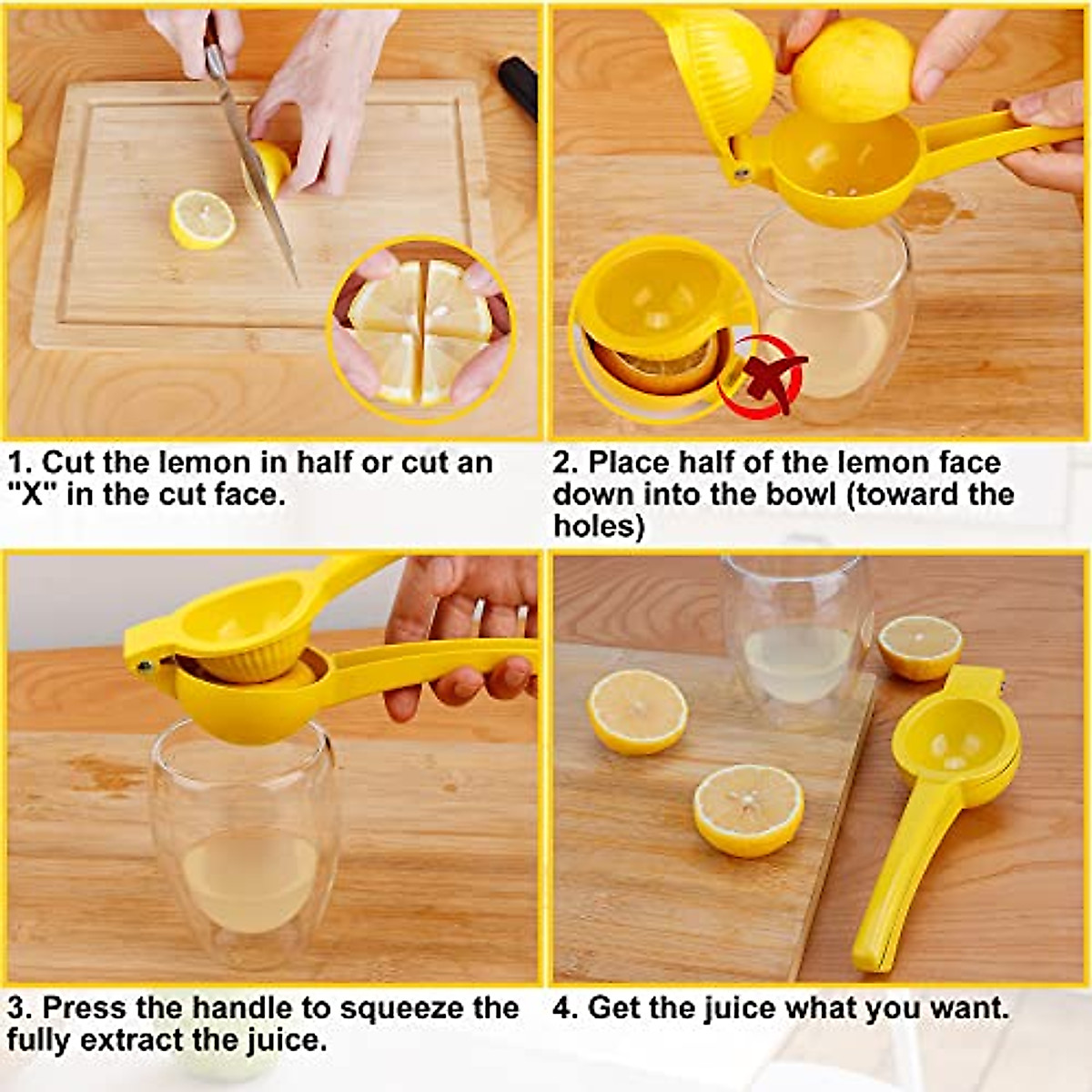 JIEJIE Lemon Squeezer - Lemon Juicer - Metal Manual Hand Juicer Tool, Lemon & Lime Squeezer,Kitchen Tools for citrus juicer & Dishwasher Safe