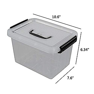 Idomy 6 Quart Plastic Storage Box, Clear Storage Bins with Lid, Pack of 6