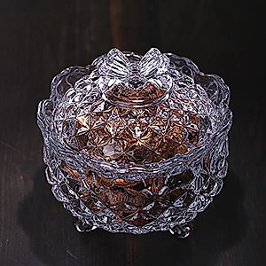 Crystal Candy Dish Small Glass Jar Set with lid Sugar Bowl Cookie Jar Jewelry Dish Container for Home Kitchen Office Bathroom 3 Pcs