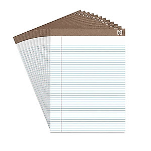 STAPLES 100% Recycled 8 1/2" x 11 3/4", White, Perforated Notepads, Narrow Ruled, 12/Pack