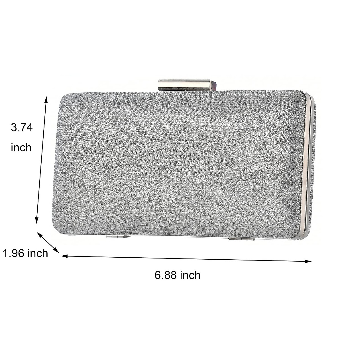 Evening Clutch Bag with Sparkling Glitter for Formal Wedding Graduation Party Elegant Crossbody Shoulder Handbag (Silver)