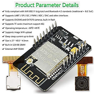 2PCS ESP32-CAM-MB, Aideepen ESP32-CAM W BT Board ESP32-CAM-MB Micro USB to Serial Port CH-340G with OV2640 2MP Camera Module Dual Mode
