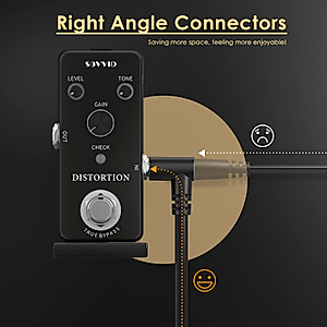Sovvid 12 Inch 6 Pack Guitar Patch Cables, Black Guitar Pedal Cable Effect Cable Cord, 1/4" inch TS Guitar Patch Cable Right Angle