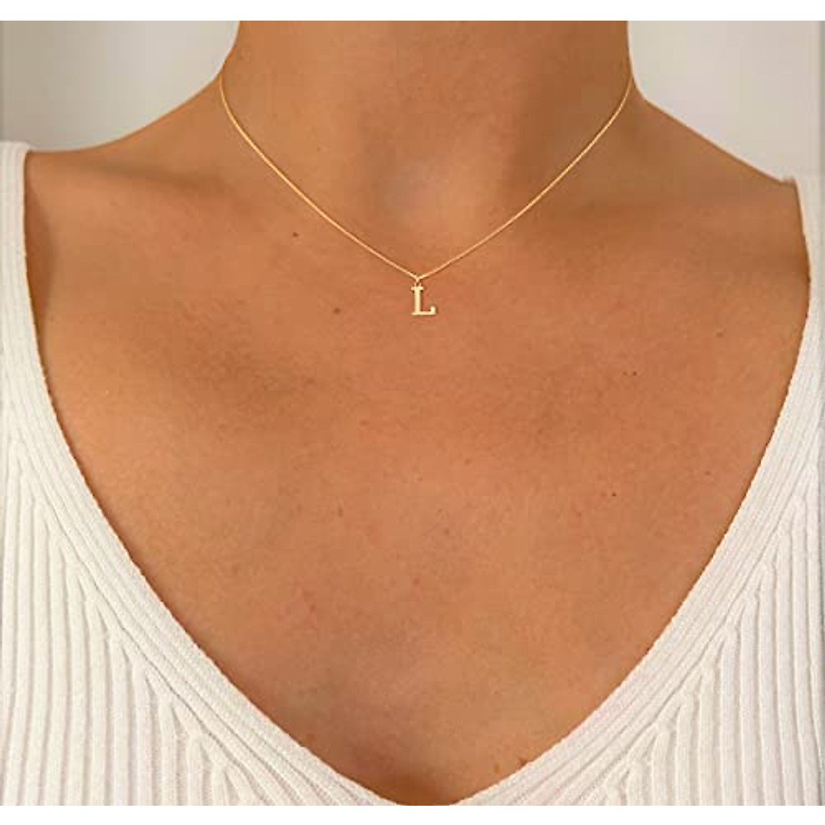 Foxgirl Gold Initial Necklaces for Women, Dainty Box Chain Letter Necklace Tiny B Pendant Choker Necklace Handmade Cute Personalized Letter Name Necklace Gold Jewelry Necklace for Teen Girls Gifts