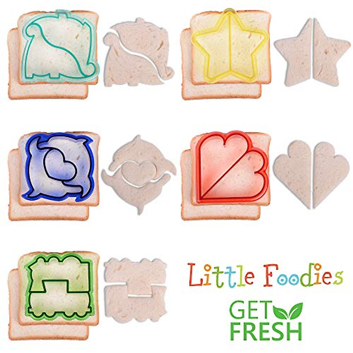 Sandwich Cutters for Kids, 20-Piece Set, 5 Kid Sandwich Cutters Shapes, 5 Vegetable Cutters Shapes, 10 Bento Deco