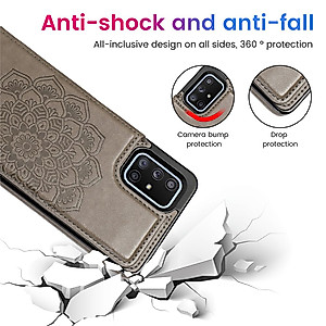 YUMESS Magnetic Case for Samsung Galaxy A52 A72 A32 A42 A12 A22 A51 A71 A21 A30 A40 A50 A70 Leather Card Slot Wallet Phone Cover,Gray,for Galaxy A12 5G