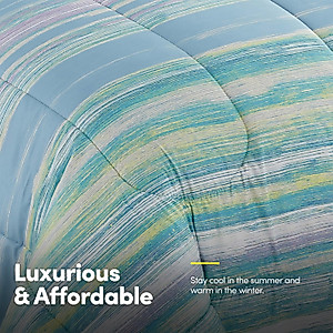 Sweet Home Collection 7 Piece Comforter Set Bag Solid Color All Season Soft Down Alternative Blanket & Luxurious Microfiber Bed Sheets, Sorento, Queen