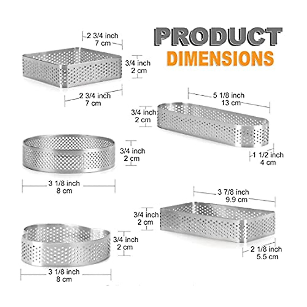 Silicone Baking Mat with Baking tart rings set of 5,Stainless Steel tart ring, Heat-resistant nonstick tart ring, muffin rings, molds and cake.