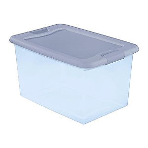AYOYZ 64 Qt. Latching Box Plastic, Blue Tint Storage Box Home Organization and Storage Containers Organizer