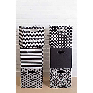 DII Collapsible Polyester Storage Cube, Chevron, Black, Large