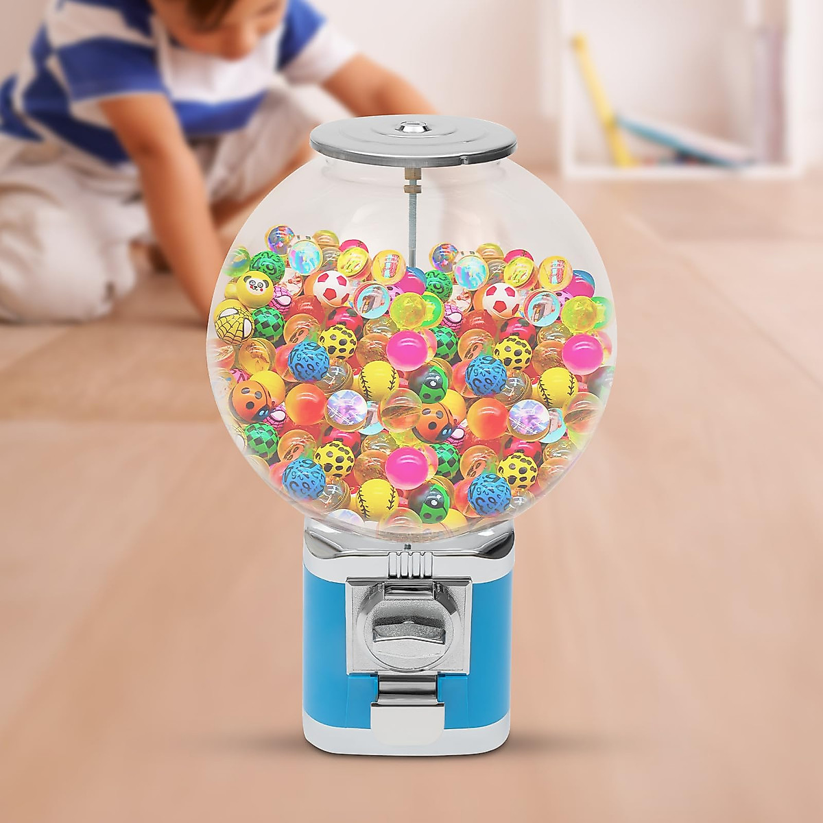 Coin Gumball Machine Toy Vending Machine,11 Inch Mini Vending Machine for Kids,Gumball Bank,Metal Candy Dispenser,Home Vending Machine,Vintage Gum Ball Machine (Sky Blue)