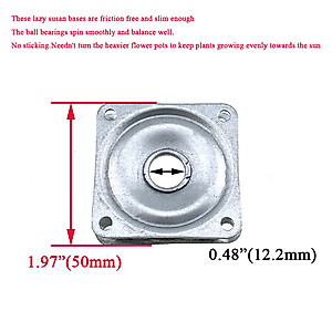 Hahiyo Lazy Susan Square Turntable Tray Base Plate Hardware Stable Rotating Ball Bearing 2 inch Spinner Turn Smoothly Save Space Sturdy No Wobble Squeak for Kitchen Cake, White, 2in, 6Pieces