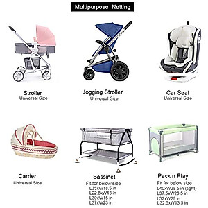 Baby Mosquito Net for Stroller - 2 Pack Bug Net Insect Barrier for Strollers, Car Seats, Bassinets, Carriers