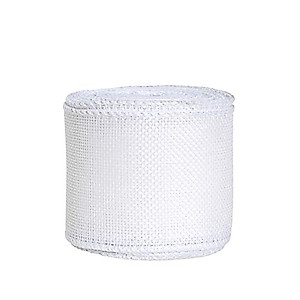 ATRBB White Burlap Wired Ribbon, Solid Color Wired Edge Ribbon, 2.5" x 10 Yd