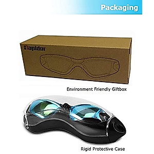 Rapidor Swim Goggles for Men Women Teens, Anti-Fog UV-Protection Leak-Proof, RP905 Series Multiple Choices (Black- Mirrored Lenses)
