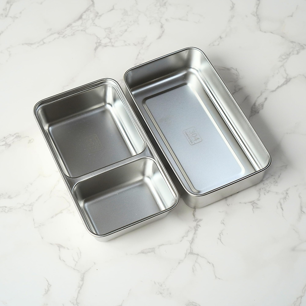 gimmiebox premium stainless steel bento box lunch box with compartments for adults, spoon and fork, leak-proof, easy side locks (White)