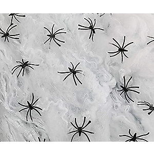 Halloween Spider Web Decoration with 80 Fake Spiders Haunted House Props