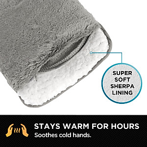 Brookstone Faux Fur Hand Warmer | Soothe Cold Hand Muff with Microwavable Gel Pack for Long Lasting Heat | Cozy Sherpa & Plush Lining for Ultimate Comfort | Hand Muffs for Women & Men | 100% polyester