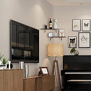 Simpnew Solid Wood Corner Floating Shelves Wall Mounted Creative Corner Shelves Set of 2 Hanging Shelf for Home Living Room Barthroom Bedroom Office Wall Storage Black Shelf