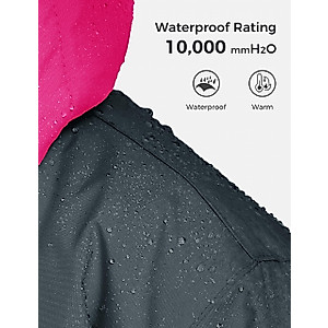 ZSHOW Girls' Warm Winter Coat Fleece Waterproof Ski Jacket with Removable Hood(Rose Red, 14-16)