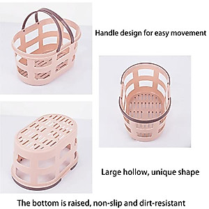 Anyoifax 2 Pack Portable Shower Caddy Tote Plastic Basket with Handle Storage Organizer Bin for Bathroom, Pantry, Kitchen, College Dorm, 12 x 7.4 x 6.5 inch, Set of 2, Pink & Deep Blue