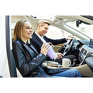 Mayim Large Travel Coffee Mug Tumbler with Clear Slide Lid and Handle, Reusable Vacuum Insulated Double-Wall Stainless-Steel Thermos, Fits in Cup Holder, 30oz., Blush