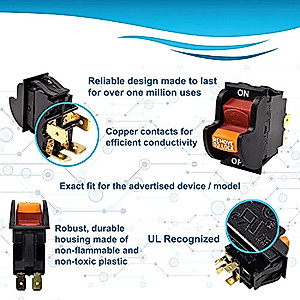HQRP On-Off Toggle Switch Compatible with Delta 438010170206S 31-120 31-250 31-252 31-255X 31-340 31-460 31-695 31-750 31-780 SA350 SA446 SM500 Sander, 22-540 22-560 22-565 22-580 Planer
