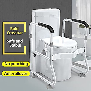 Toilet Rail Bathroom Safety Frame Medical Railing Helper for Elderly, Handicap, Disabled, Seniors,Bariatric Assist Handrail Grab Bar Adjustable Height,Padded Arms Fit Most Toilet Seats