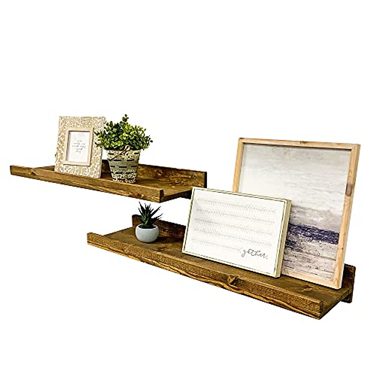 del Hutson Designs 20" Rustic Luxe Wall Mount Shelves, Dark Walnut (Open Box)