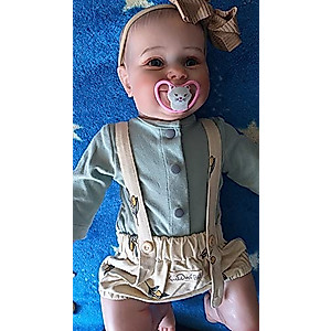 Angelbaby Big Reborn Toddler Baby Doll Girl, 24inch Realistic Look Soft Silicone Newborn Dolls Lifelike Happy Bebe Without Hair Weighted Cuddy Toys for Kids Gifts